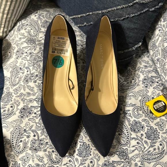 Marc Fisher | Shoes | Pumps Heels Marc Fisher Size 75 Suede Dark Blue ...